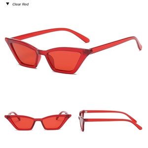 Accessories | Transparent Red Retro Vintage Sunglasses | Poshmark